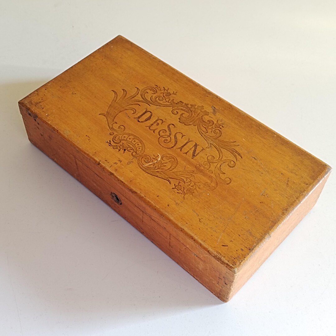 French Vintage Drawing Box, Charming Wood Case for Pencils and Ink - Etsy