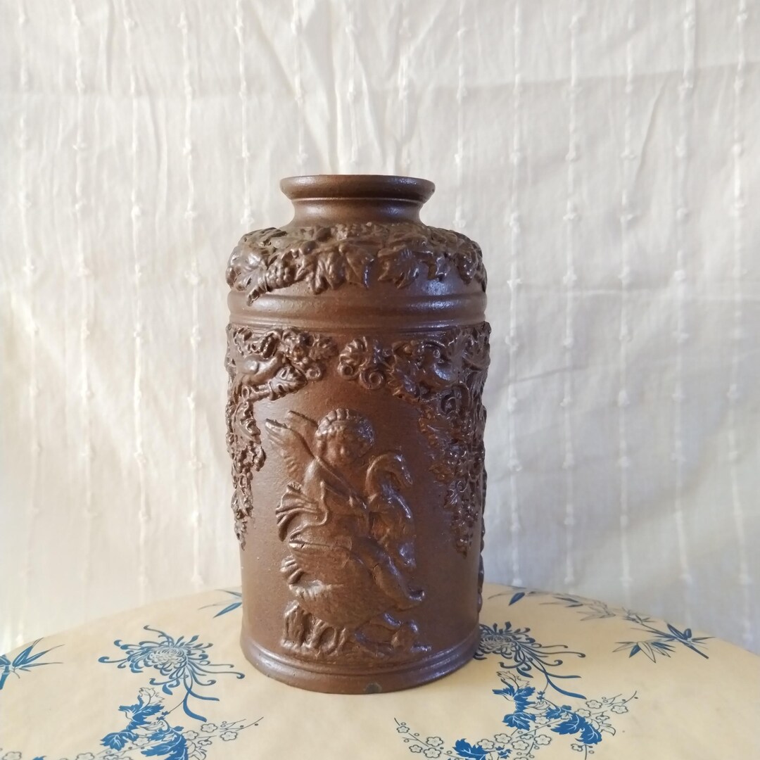 French Antique Tobacco Jar From Beauvais, Salt Glazed Pottery With ...