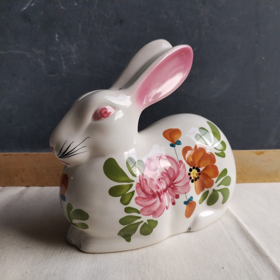 Vintage Rabbit Figurine, Portuguese Ceramic Bunny Money Box - Etsy