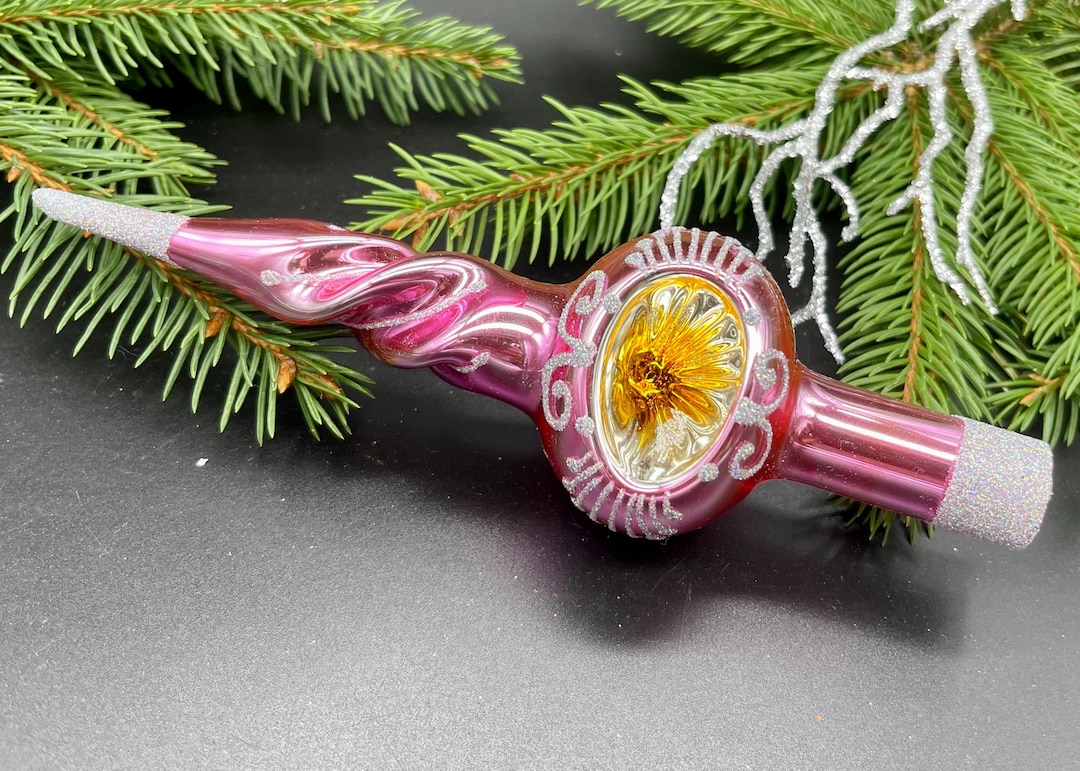Pink Christmas Glass Tree Topper 18 Cm ( 7 Inch), Vintage Tree Topper ...