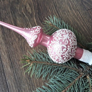 Pink Christmas Glass Tree Topper 18 Cm 7 Inch,vintage Tree Topper ...