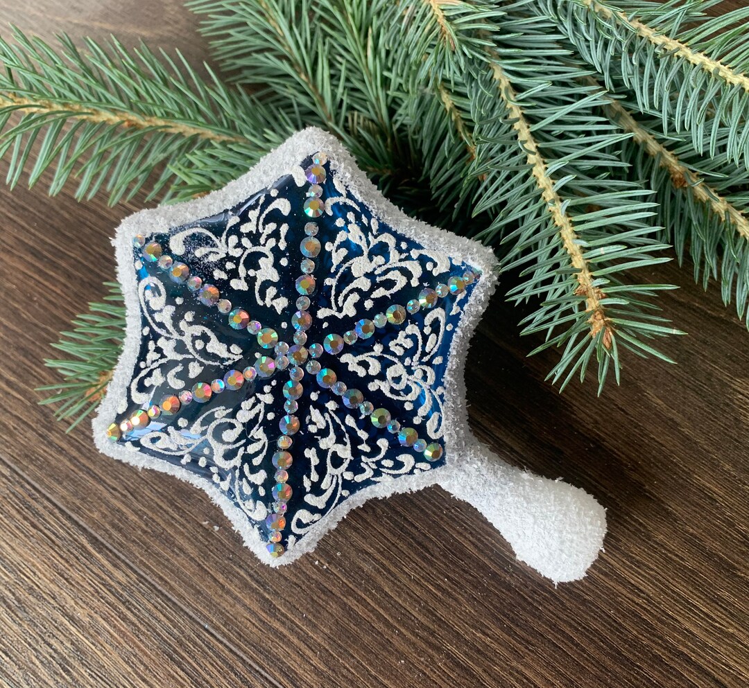 Blue Star Christmas Glass Tree Topper 8 Inch,vintage Tree Topper ...