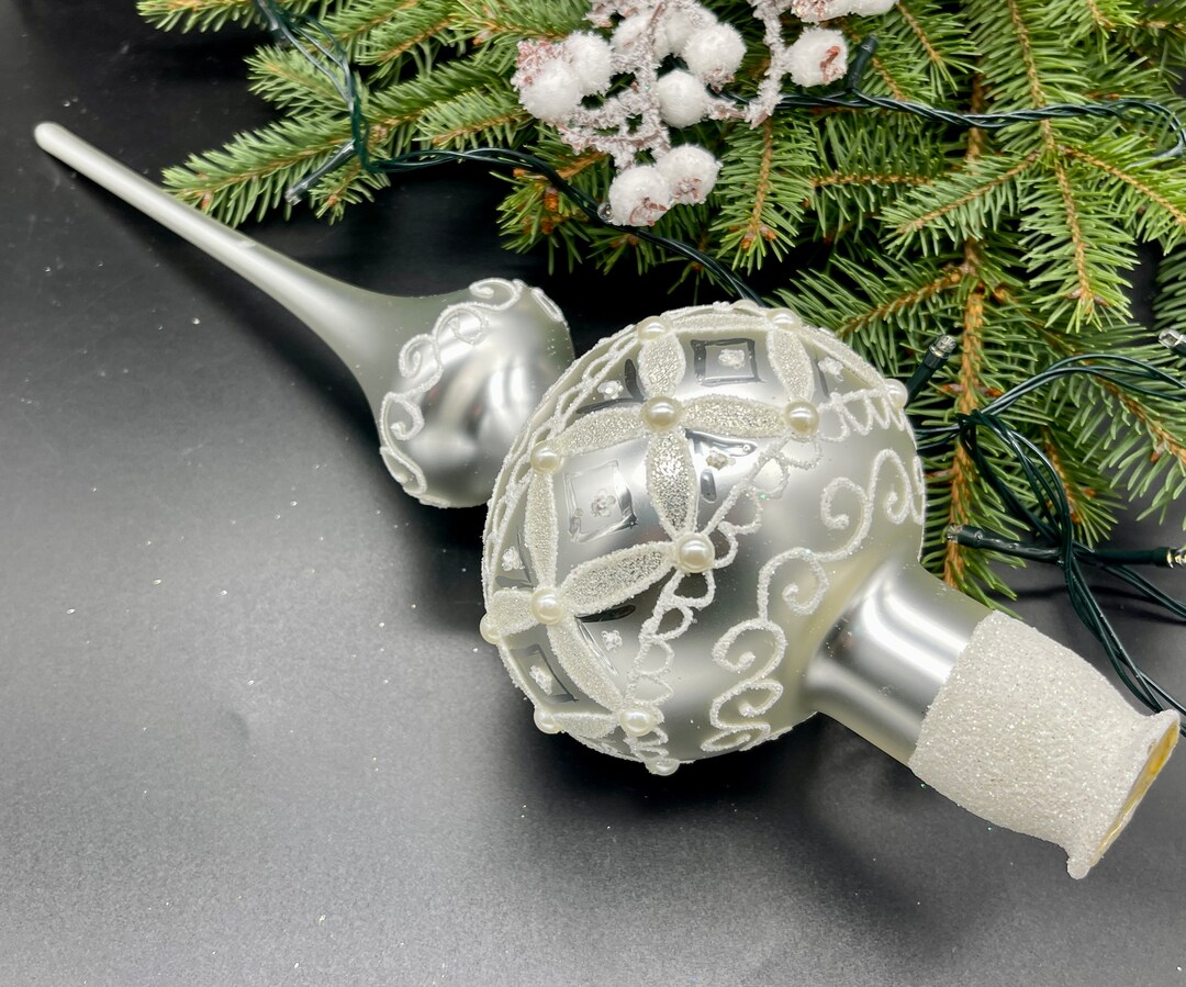 Big Silver Christmas Glass Tree Topper 37 Cm 14.5 - Etsy