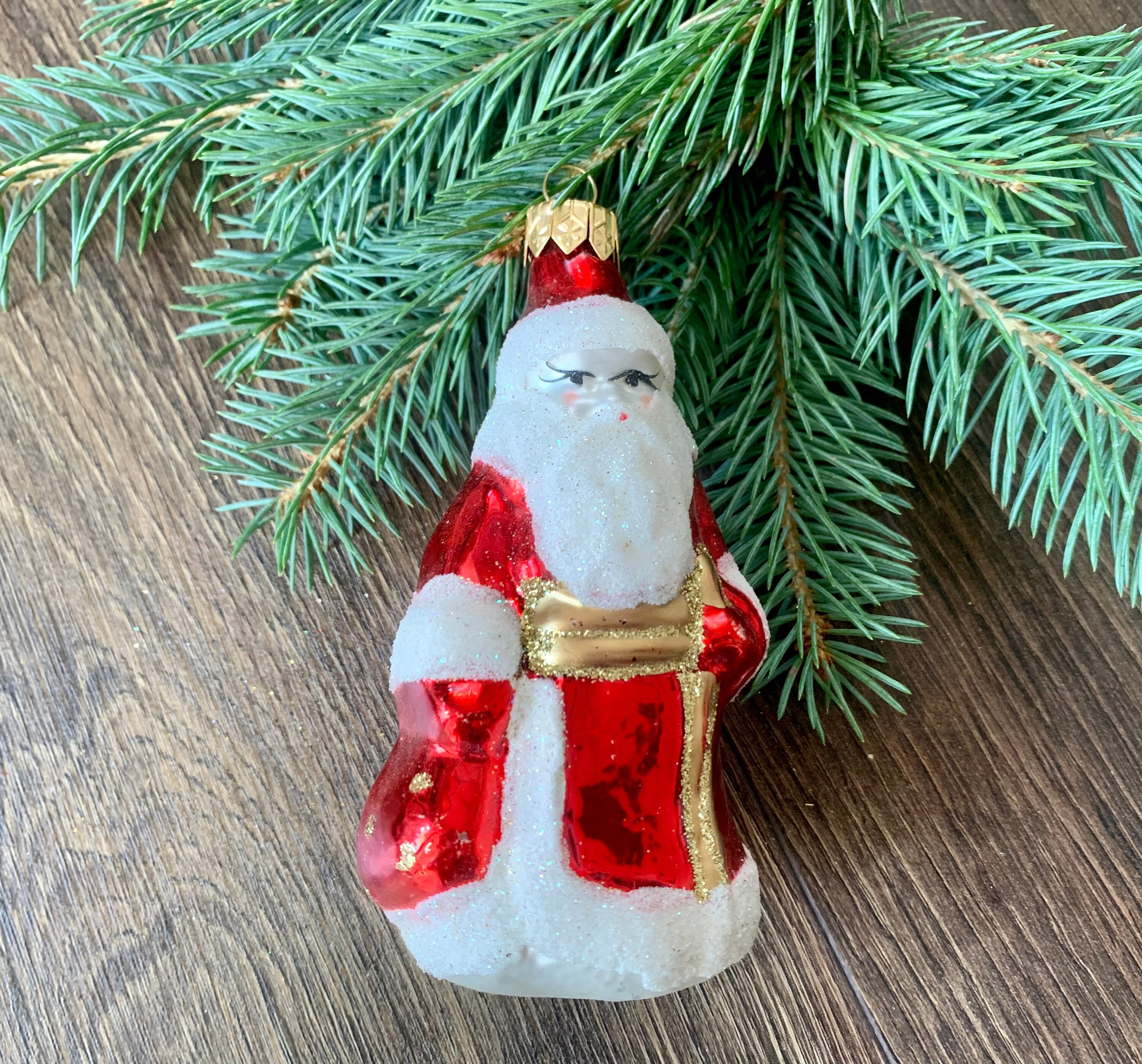 Santa Christmas glass ornaments Blown Glass | Etsy