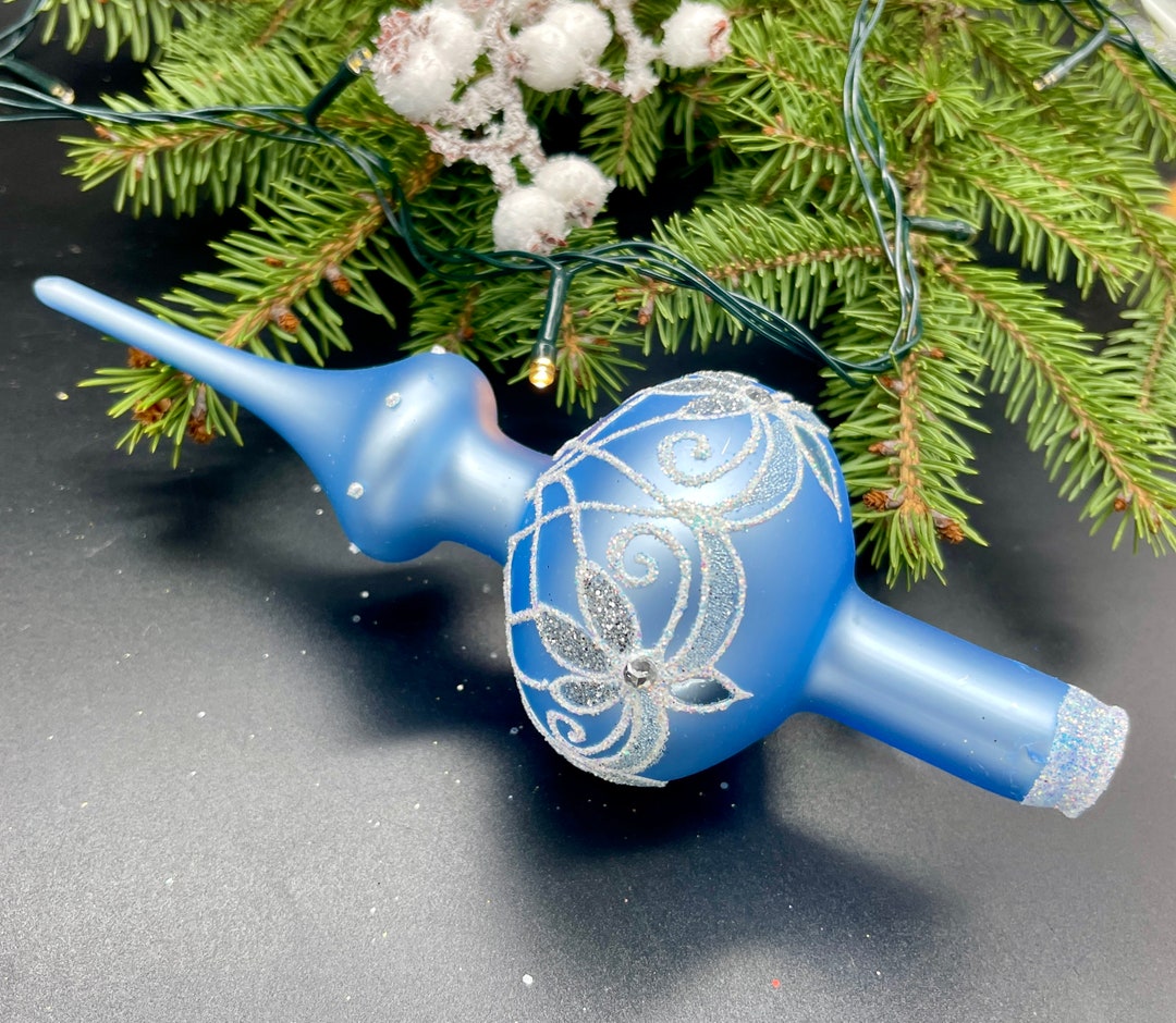 Blue Christmas Glass Tree Topper 18 Cm 7 Inchvintage Tree - Etsy