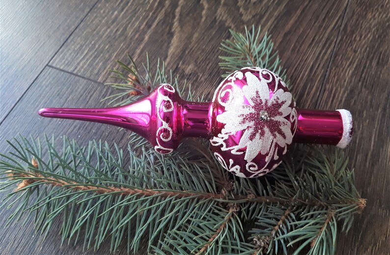 Pink Christmas Glass Tree Topper 18 Cm 7 Inchvintage Tree | Etsy