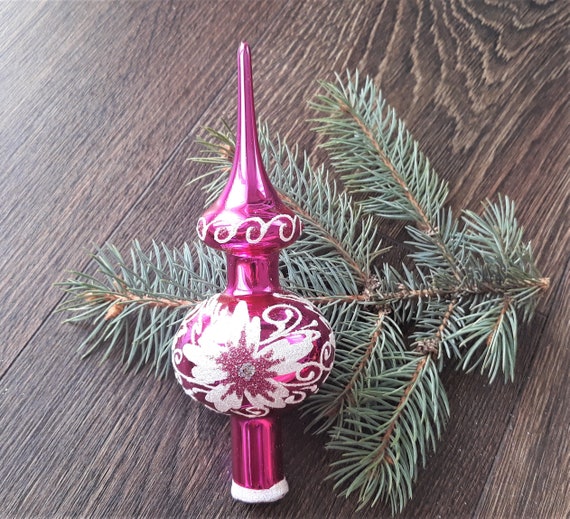 Pink Christmas Glass Tree Topper 18 Cm 7 Inchvintage Tree | Etsy