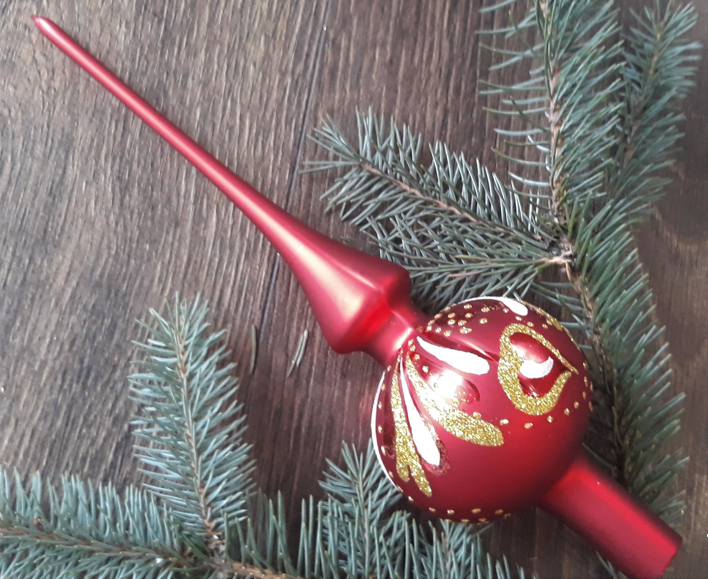 Christmas glass tree topper 27cm 10.8 inch vintage tree | Etsy