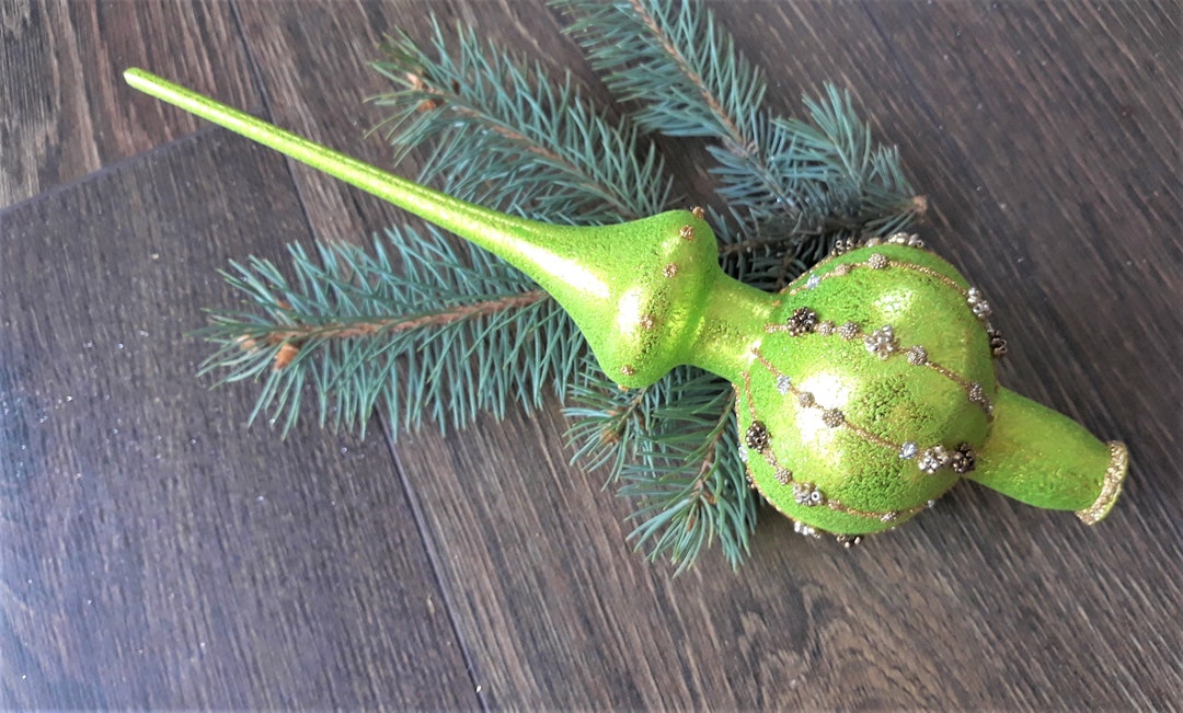 Green Christmas Glass Tree Topper 27 Cm( 10.8inch),vintage Tree Topper ...