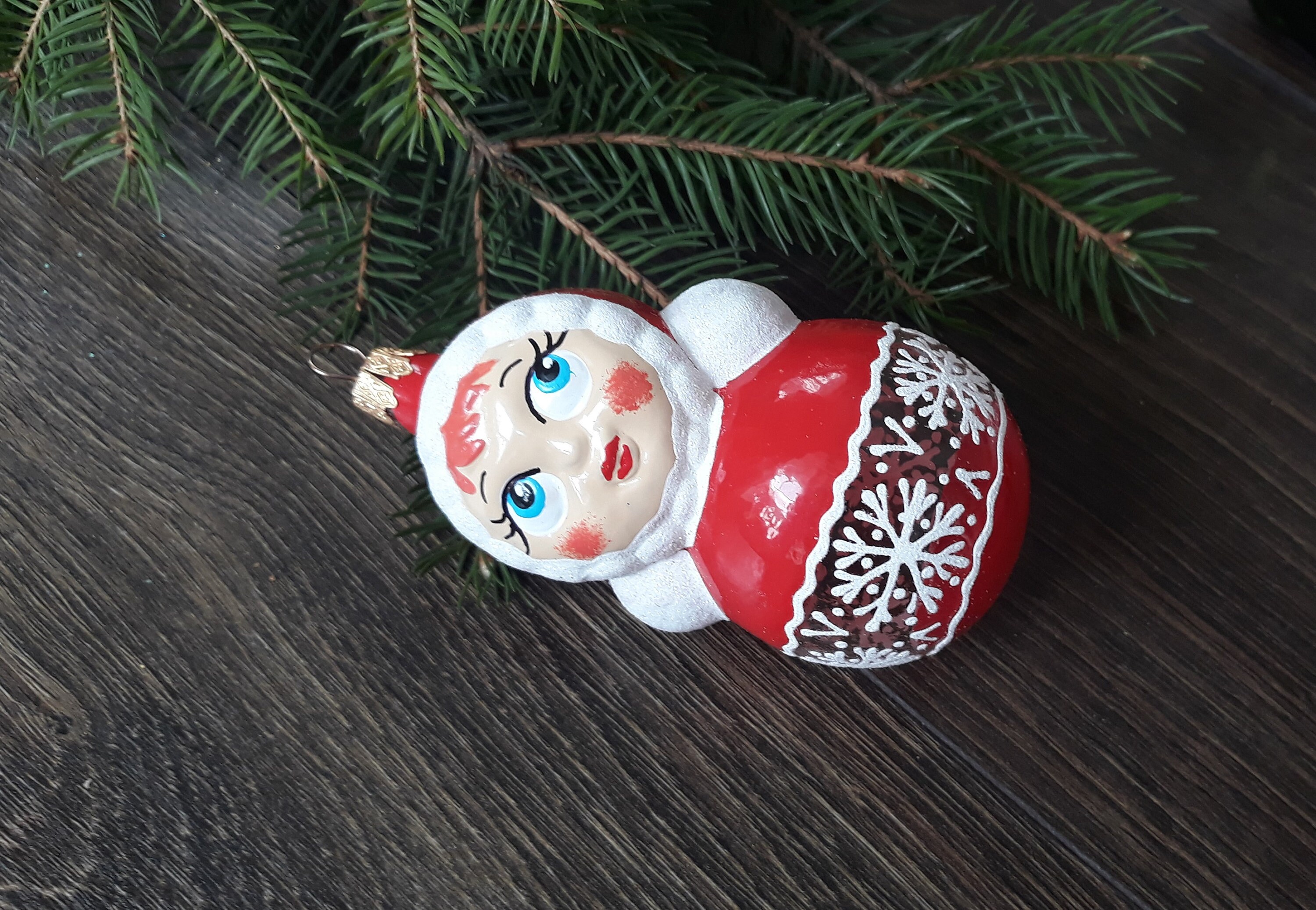 Rolly-polly Christmas glass ornaments Blown Glass | Etsy