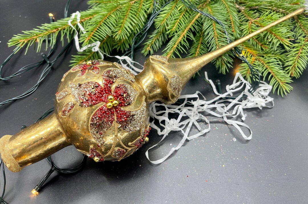 Unique Handmade Bronze Glass Christmas Tree Topper Festive Holiday ...