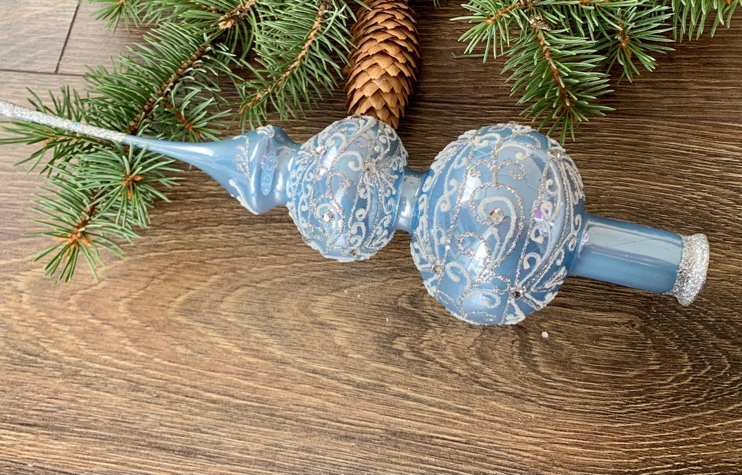 Big Blue Christmas Glass Tree Topper 37 Cm( 14.5 Inch),vintage Tree ...