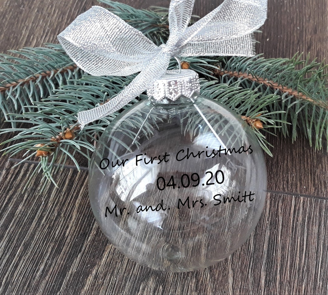 Personalized Christmas Glass Ornaments Custom Etched Glass Ornaments Christmas Ornament Clear