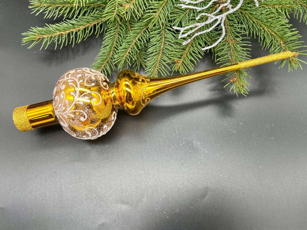 Unique Handmade Gold Glass Christmas Tree Topper - Festive Holiday ...