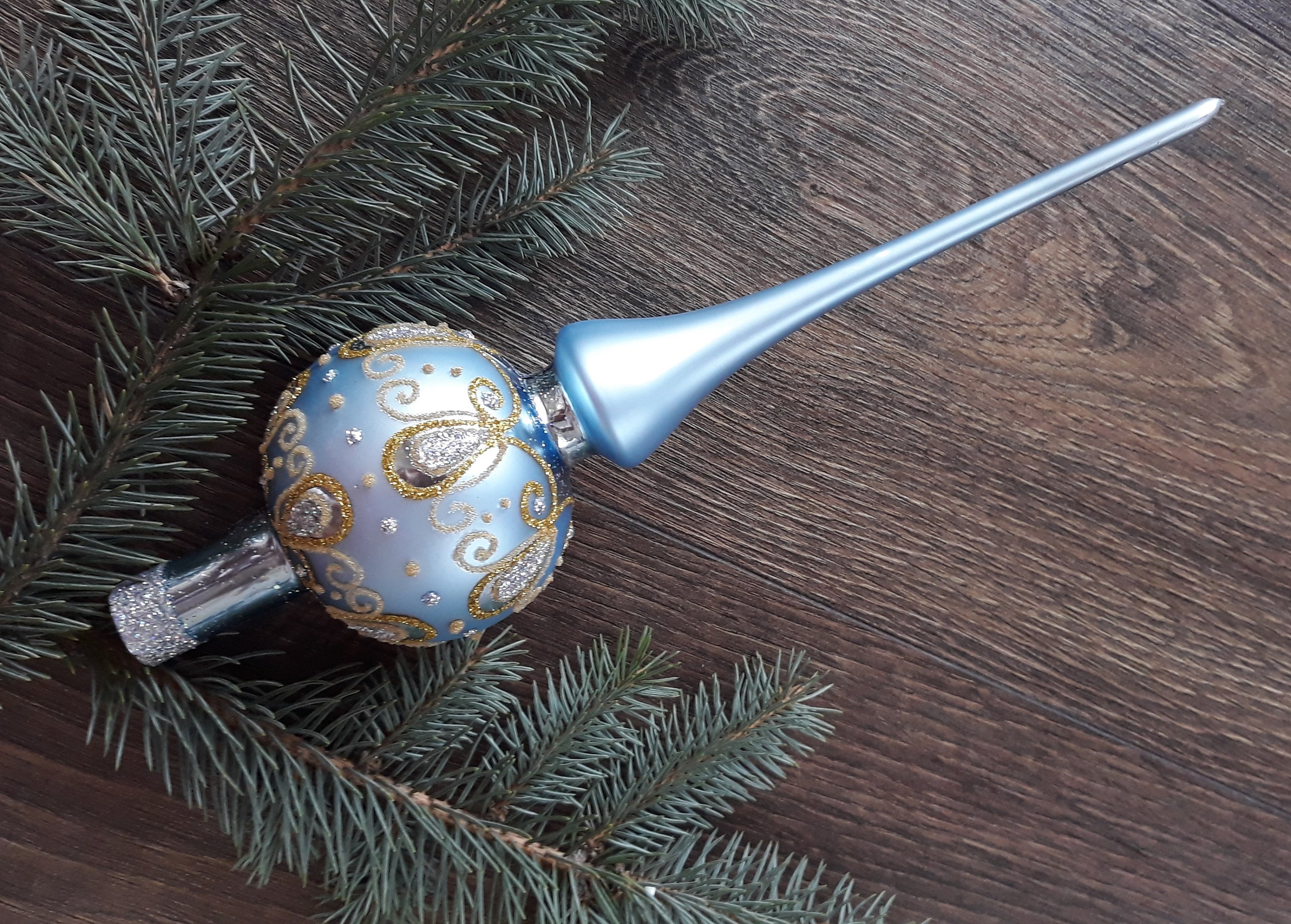 Christmas glass tree topper 27 cm 10.9 inch vintage tree | Etsy