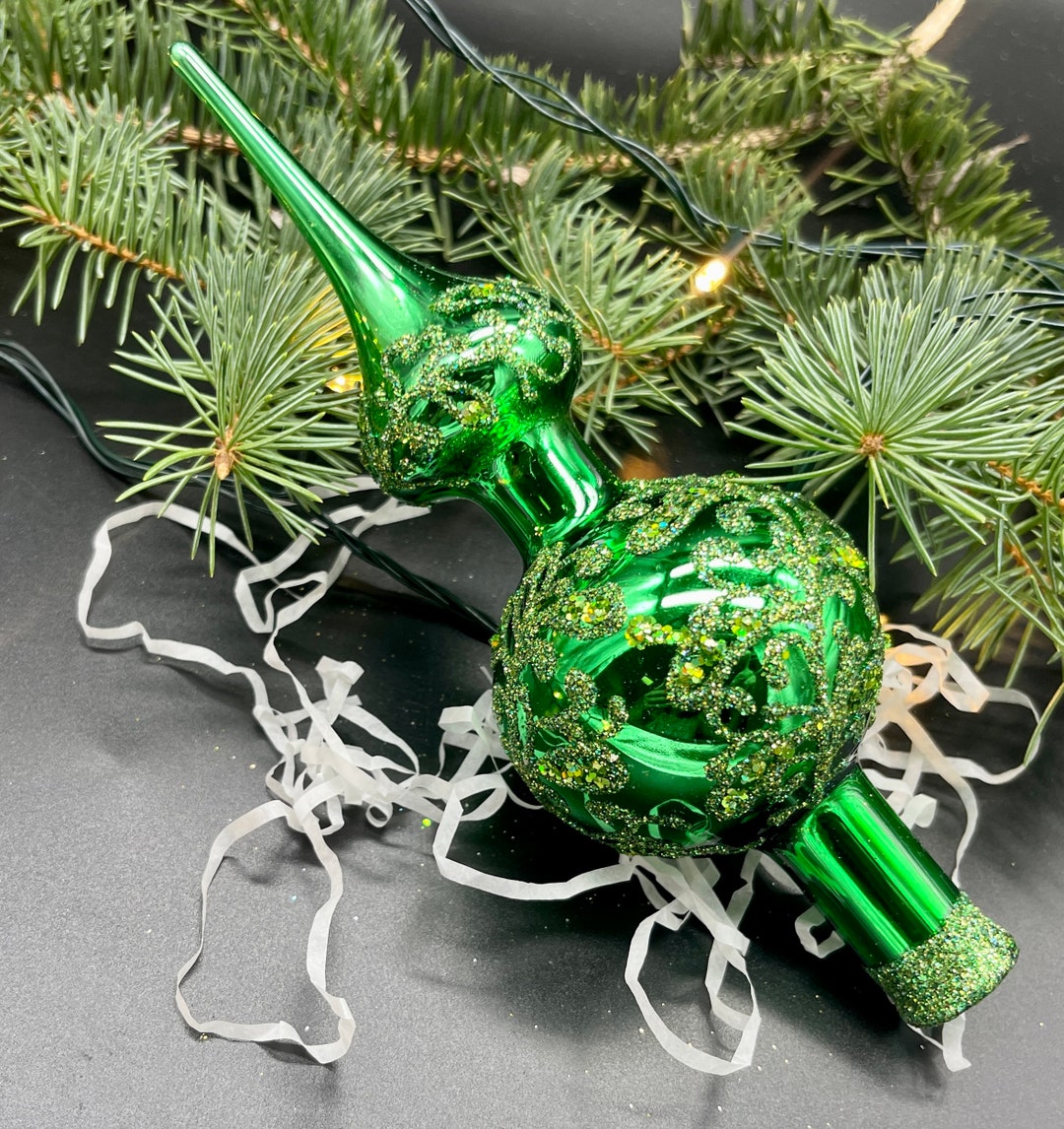Green Christmas Glass Tree Topper 18 Cm( 7 Inch),vintage Tree Topper ...