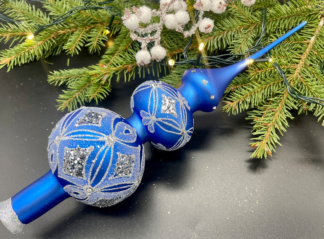 Big Blue Christmas Glass Tree Topper 37 Cm( 14 Inch),vintage Tree ...