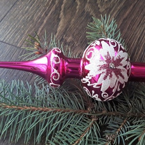 Pink Christmas Glass Tree Topper 18 Cm 7 Inch,vintage Tree Topper ...