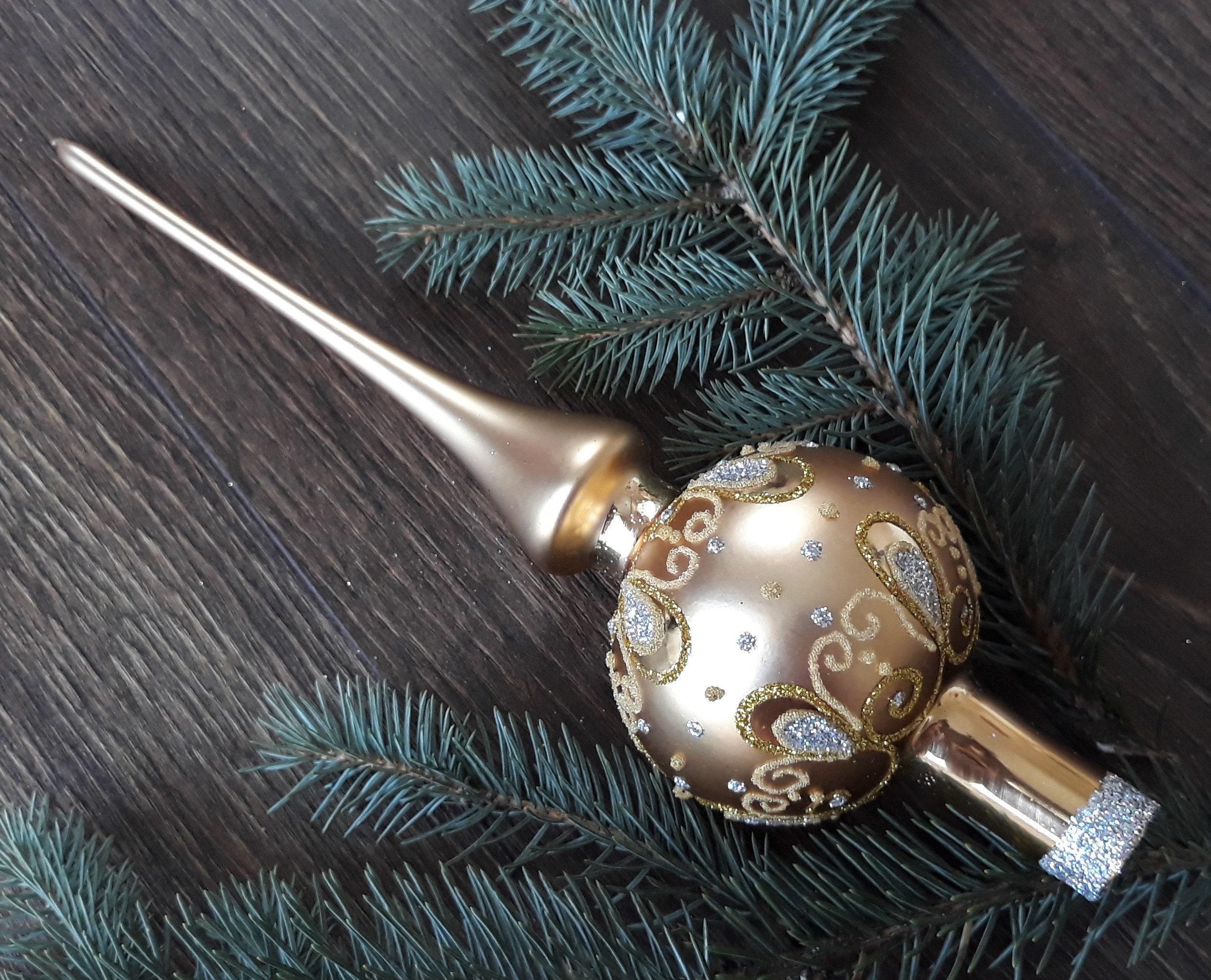 Christmas Glass Tree Topper 27cm ( 10.8 Inch), Vintage Tree Topper ...