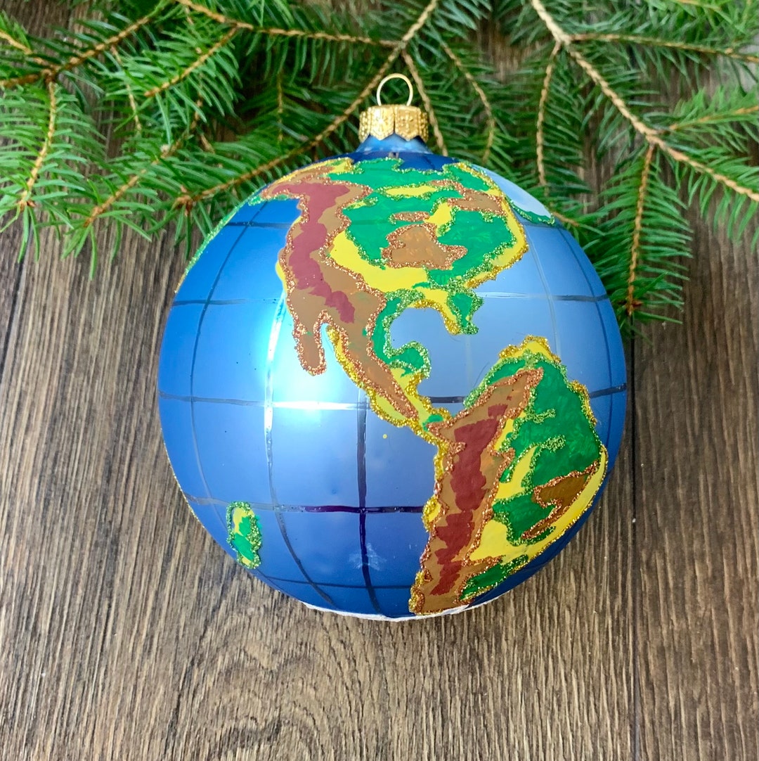 Earth Hand-painted Christmas Glass Ornaments,custom Ornaments, Globe ...