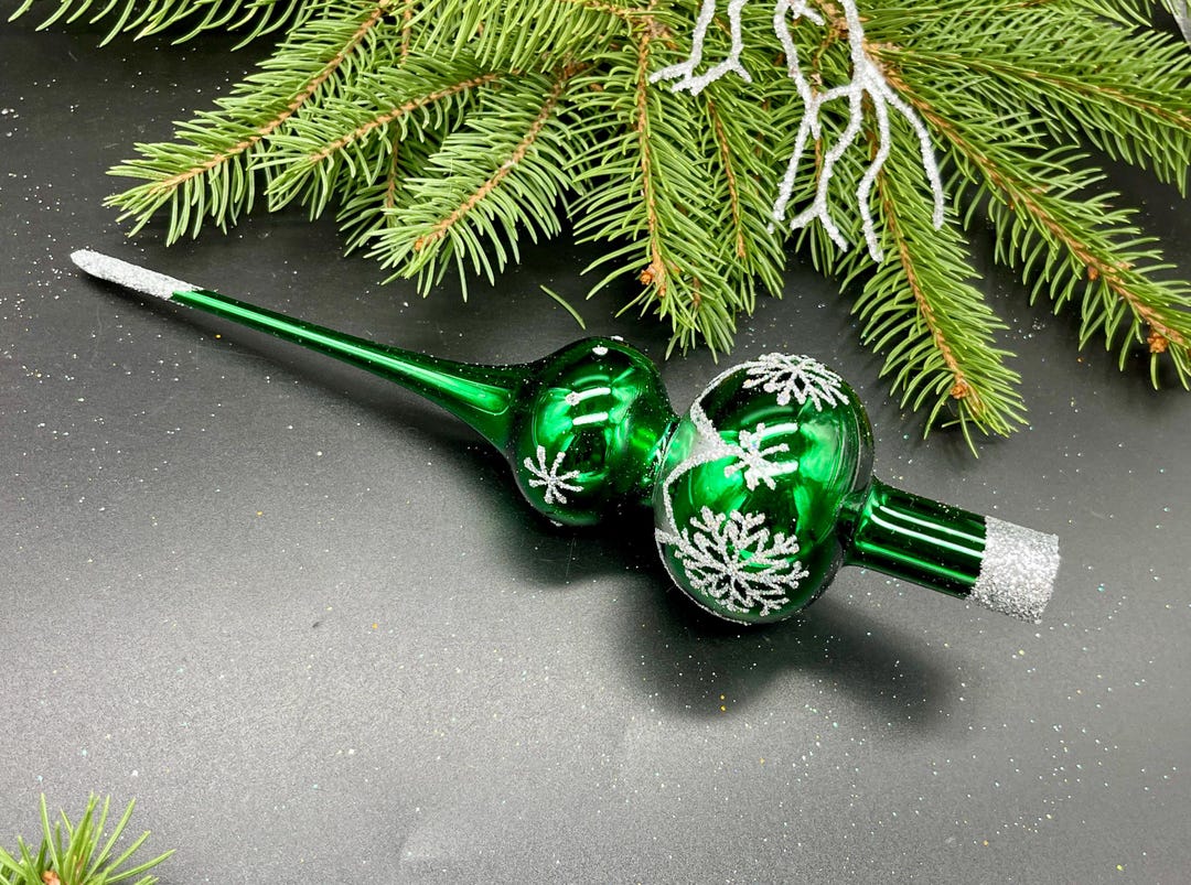 Small Green Christmas Glass Tree Topper 18 Cm ( 7 Inch),vintage Tree ...