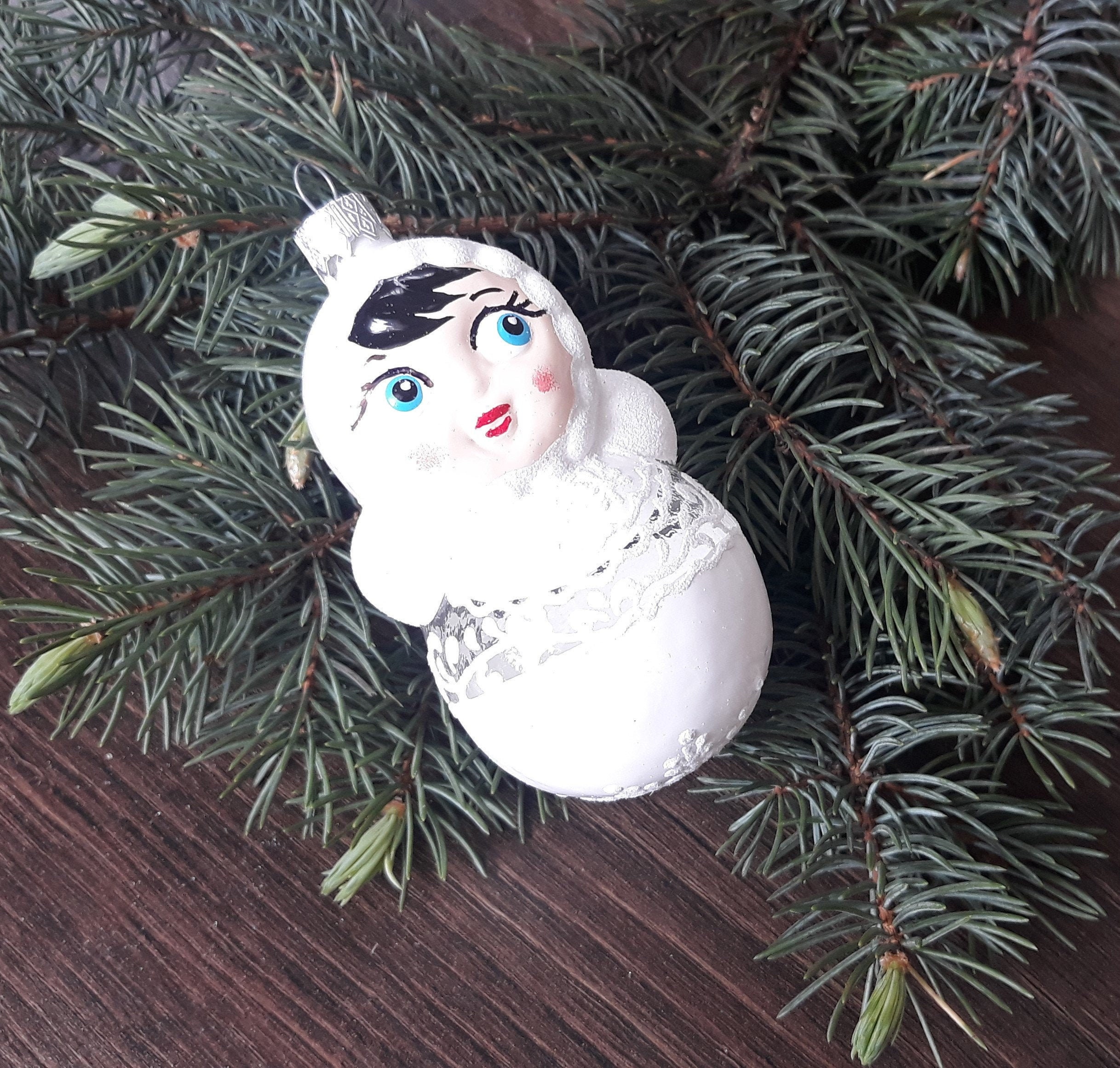 Rolly-polly Christmas glass ornaments Blown Glass | Etsy