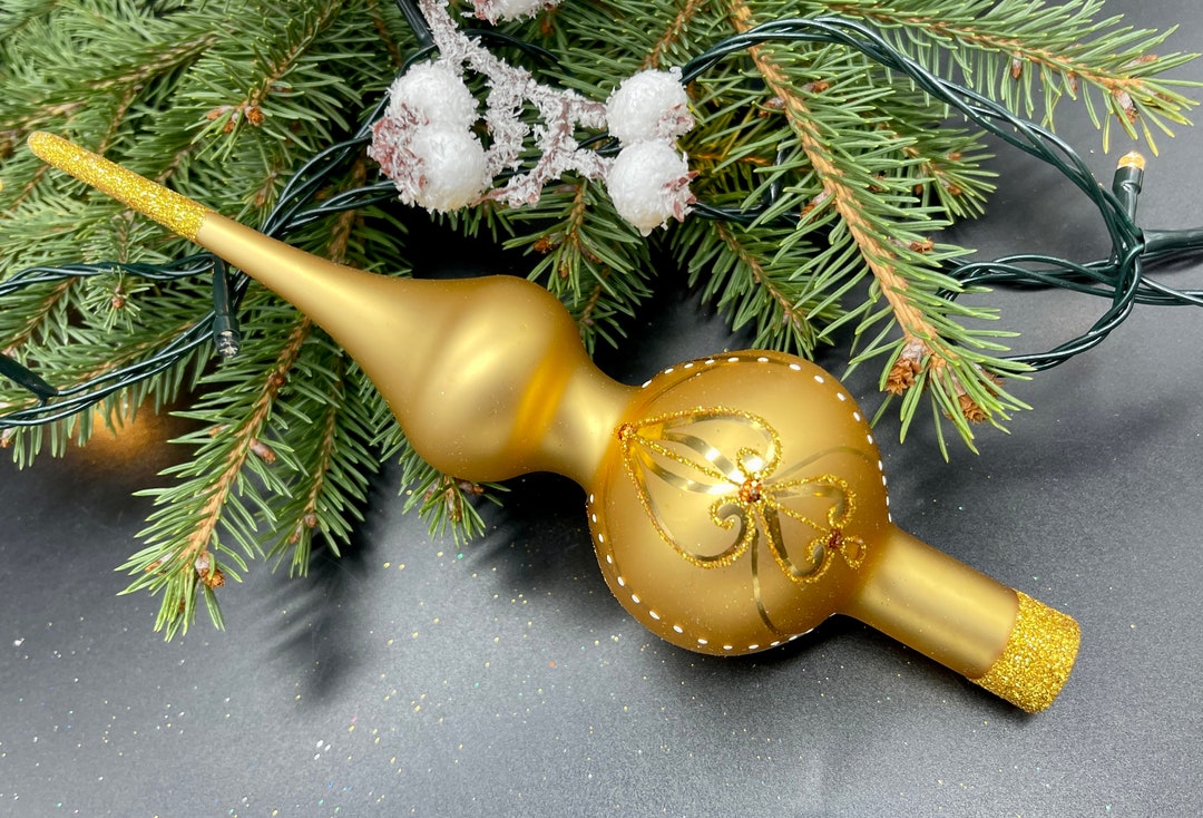 Gold Christmas Glass Tree Topper 18 Cm 7 Inch,vintage Tree Topper ...
