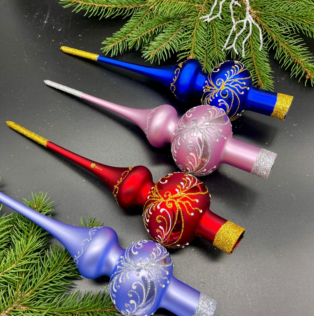 Christmas Tree Glass Toppers, Xmas Glass Tree Topper Finial 27cm (10.8 ...