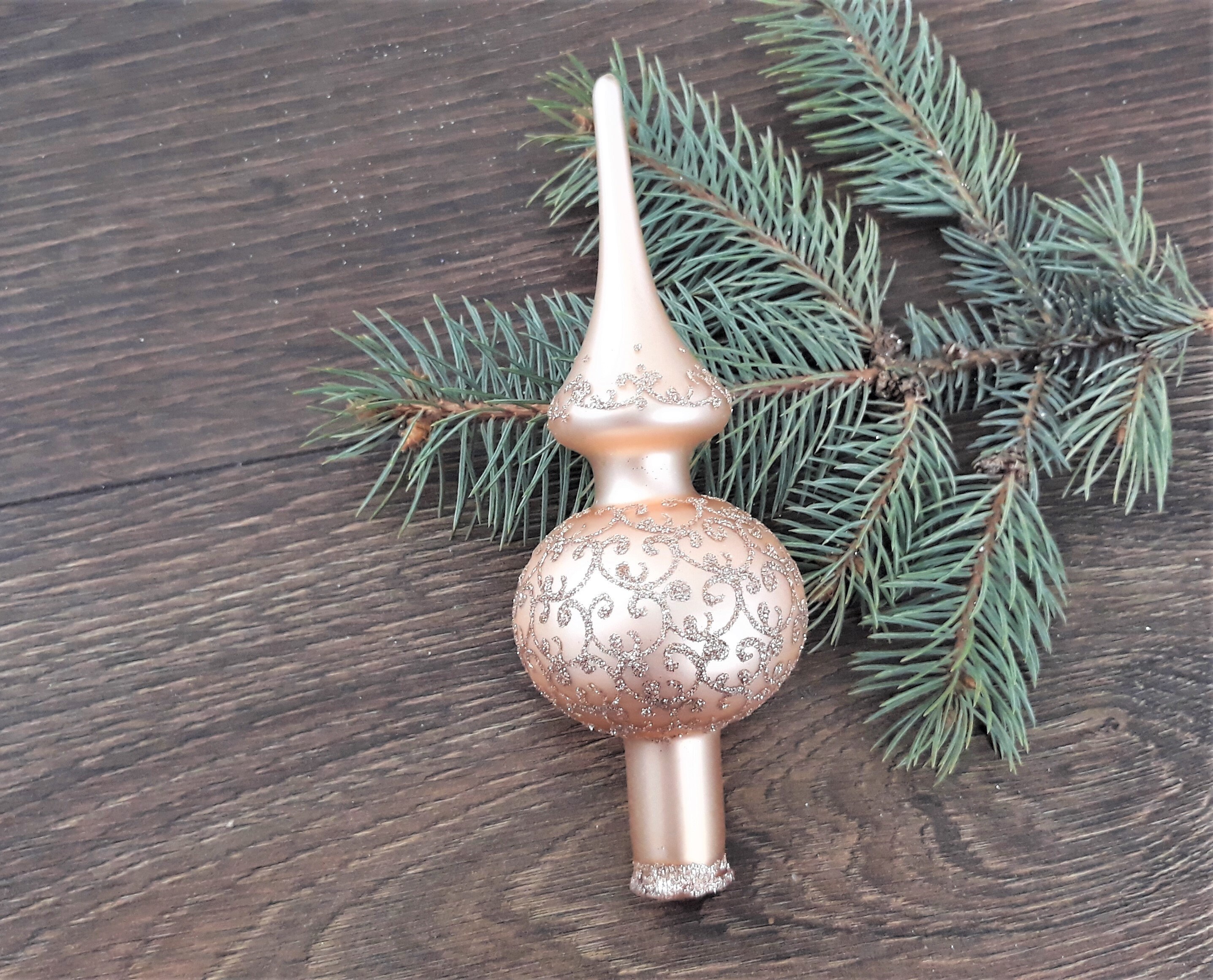 Beige Christmas Glass Tree Topper 18 Cm 7 Inchvintage Tree - Etsy