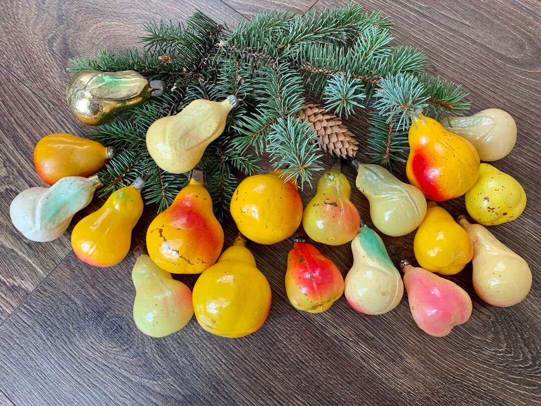 20 Pears Antique Glass Christmas Ornaments, Christmas Glass Ornaments ...