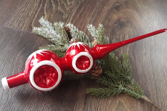 Christmas glass tree topper 33 cm 12.9 inch vintage tree | Etsy