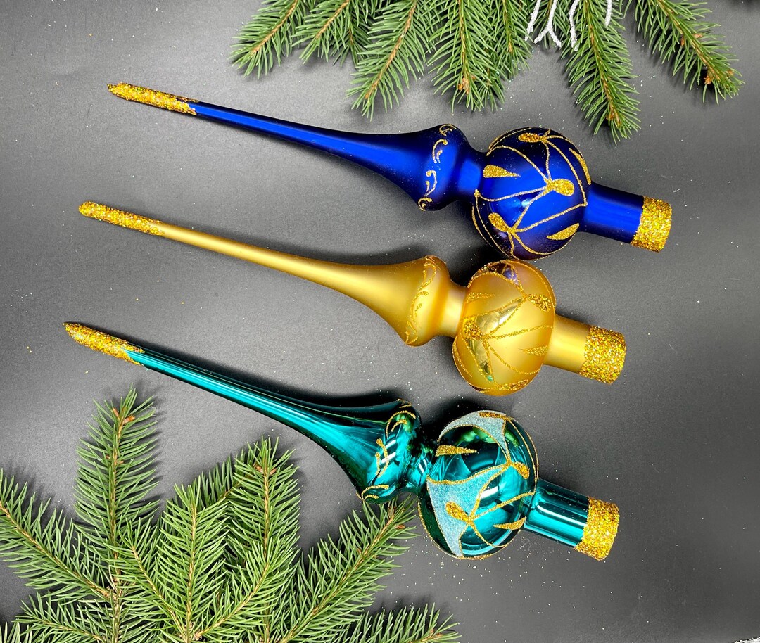 Christmas Tree Glass Toppers, Xmas Glass Tree Topper Finial 27cm (10.8 ...