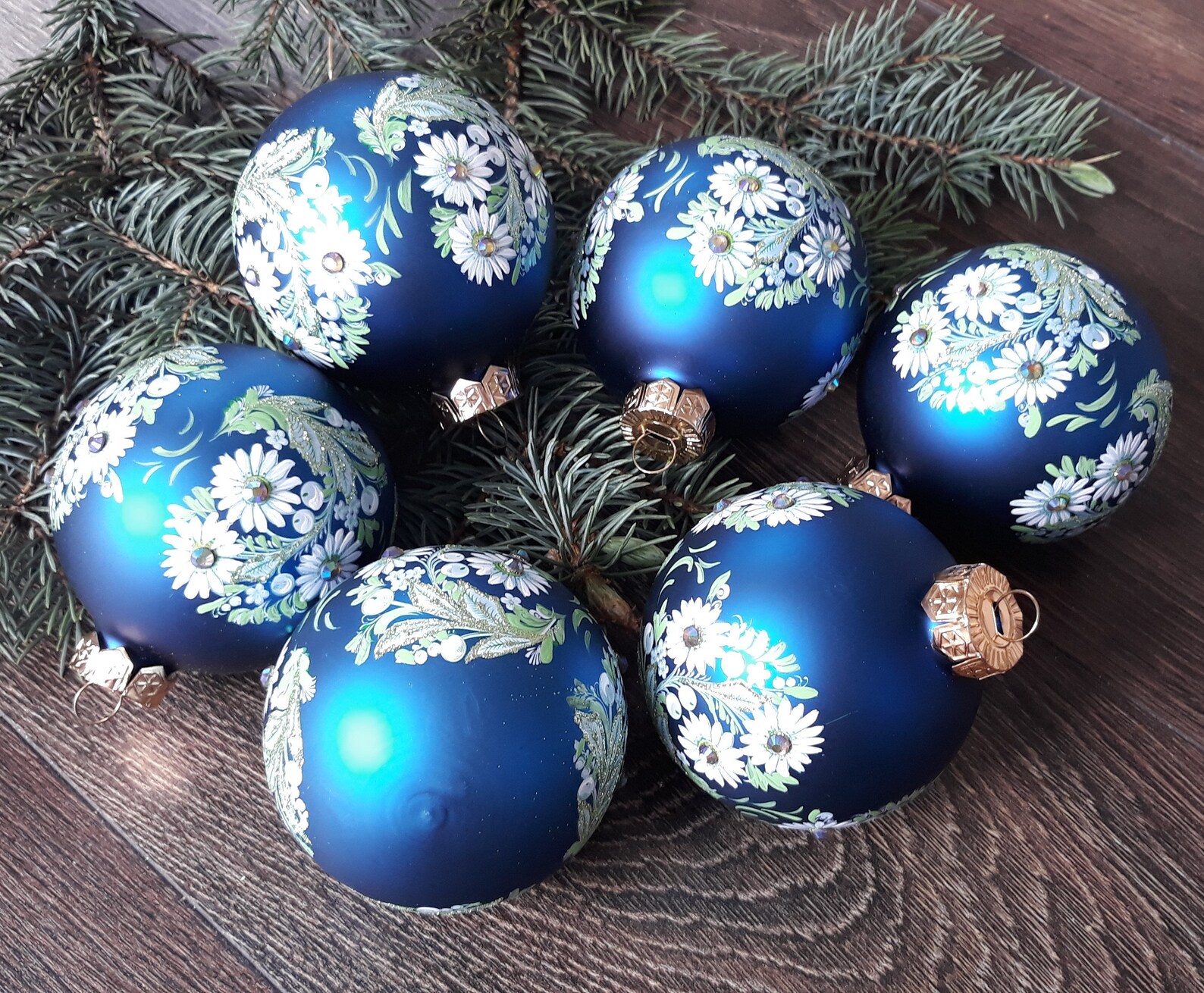 Set of Blue Christmas Glass Tree Topper 6 Christmas Glass - Etsy