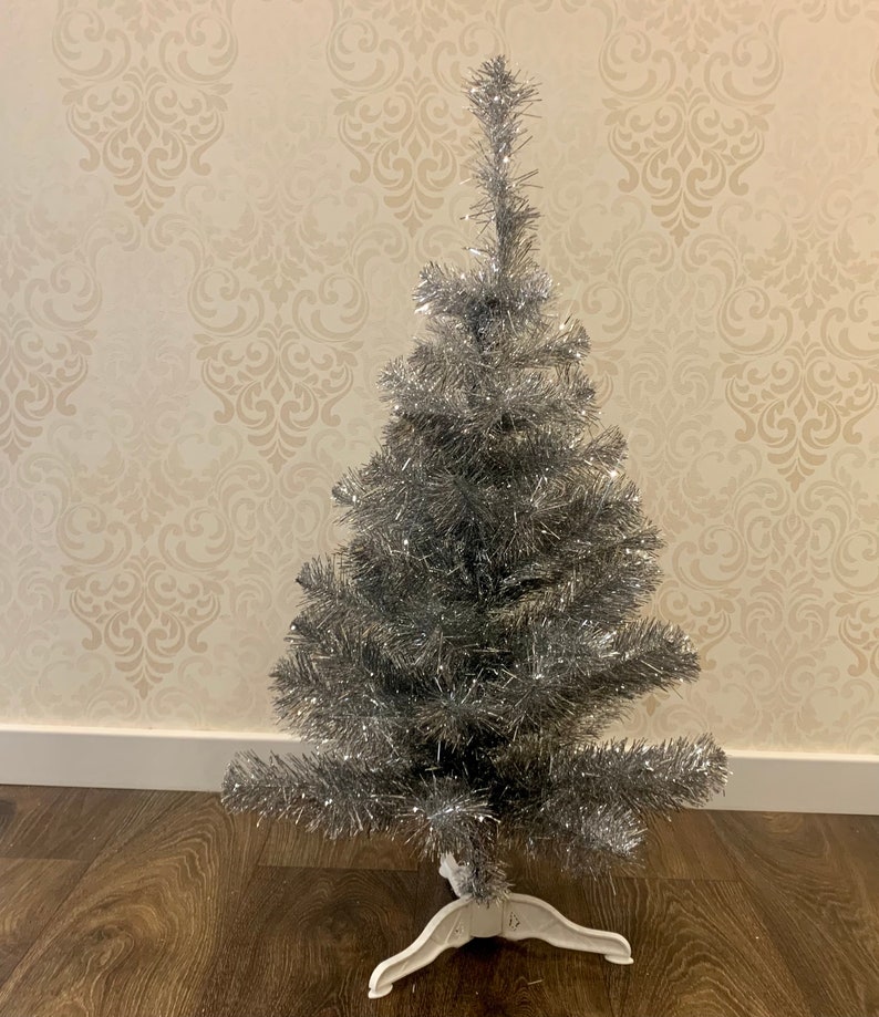 24 Silver Tinsel Christmas Tree Table-top Centerpiece - Etsy