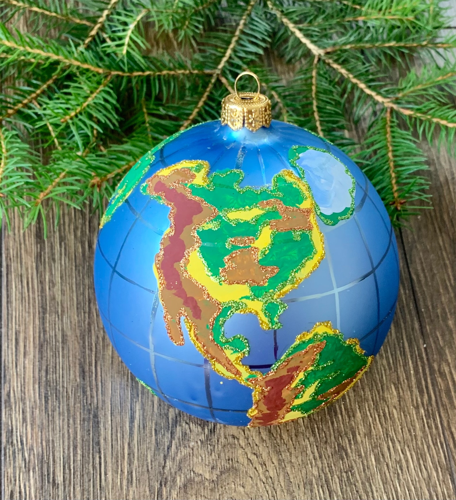 Earth Hand-painted Christmas Glass Ornamentscustom Ornaments - Etsy