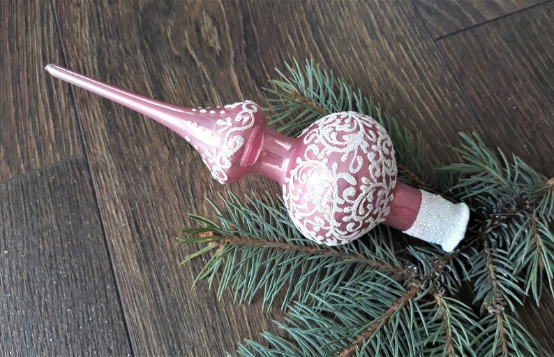 Pink Christmas Glass Tree Topper 18 Cm 7 Inchvintage Tree - Etsy