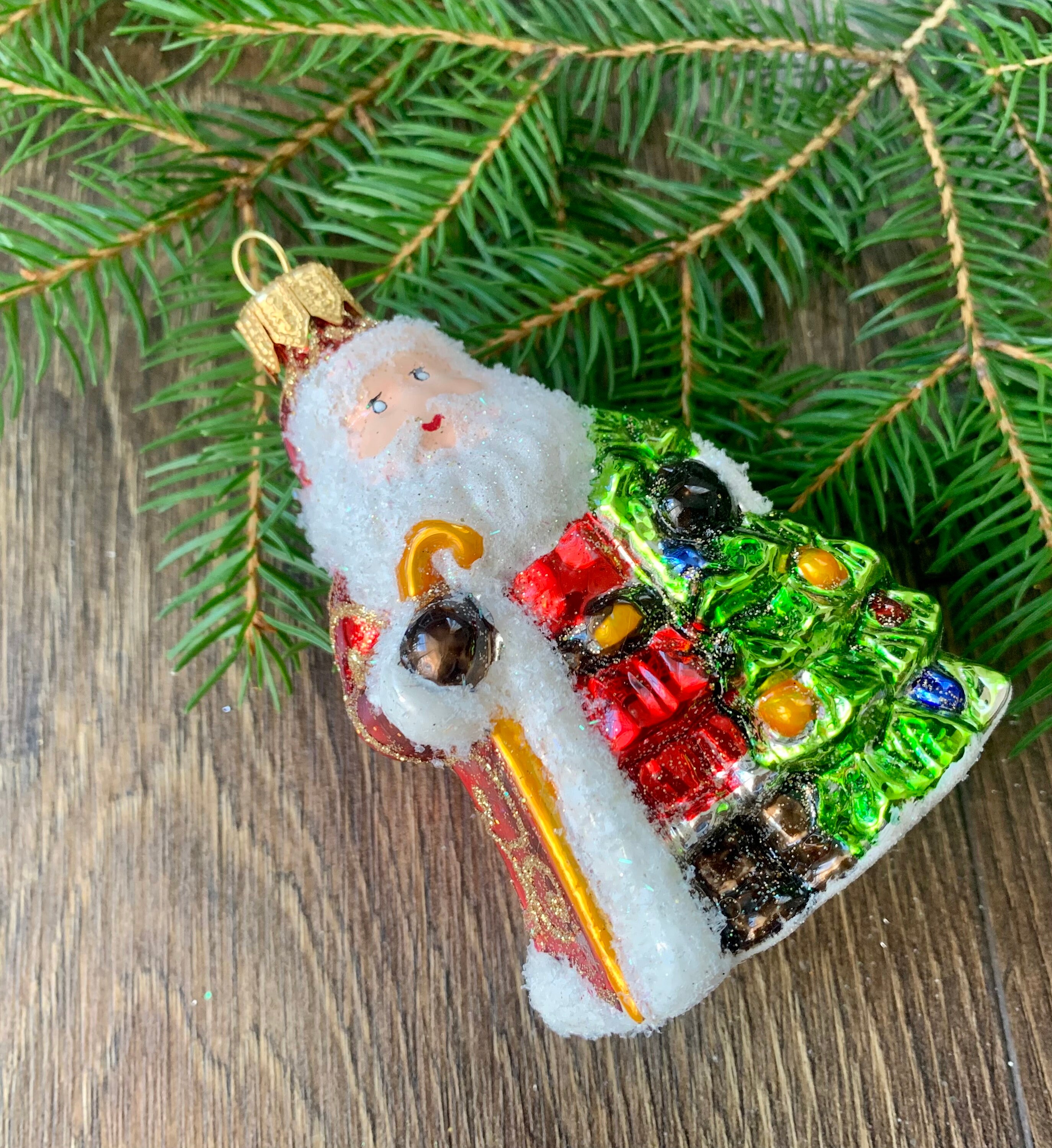 Santa Christmas glass ornaments Blown Glass | Etsy