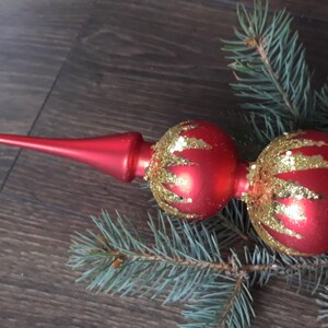 Red Christmas Glass Tree Topper 33cm (12.9 Inch),vintage Tree Topper ...