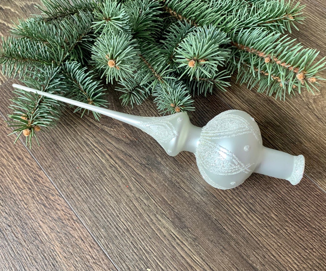 White Christmas Glass Tree Topper 27cm ( 10.8 Inch), Vintage Tree ...