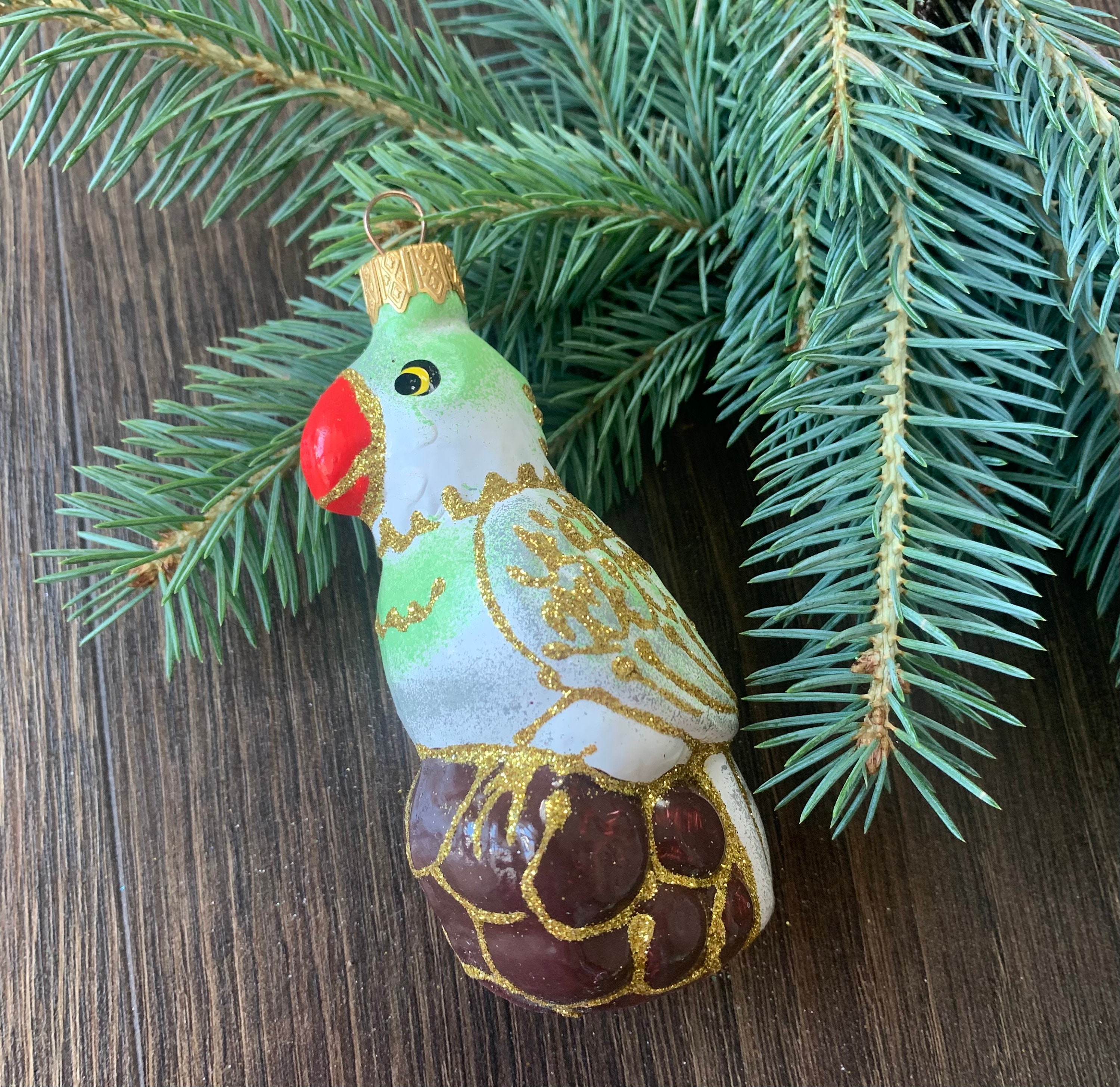 Parrot Christmas glass ornaments Blown Glass | Etsy