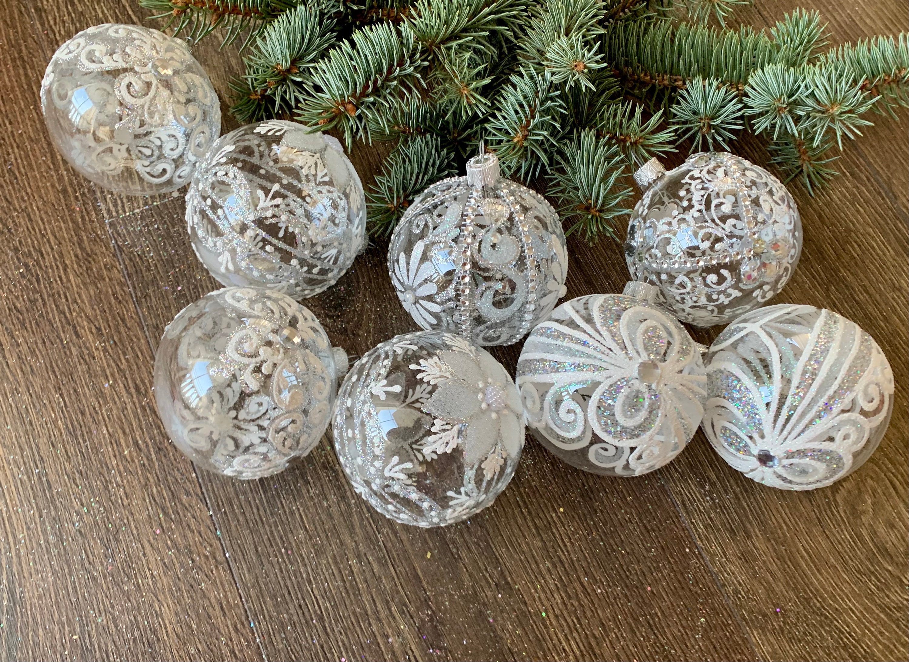 10 Transparent Assorted Glass Christmas Ball Ornaments - Etsy
