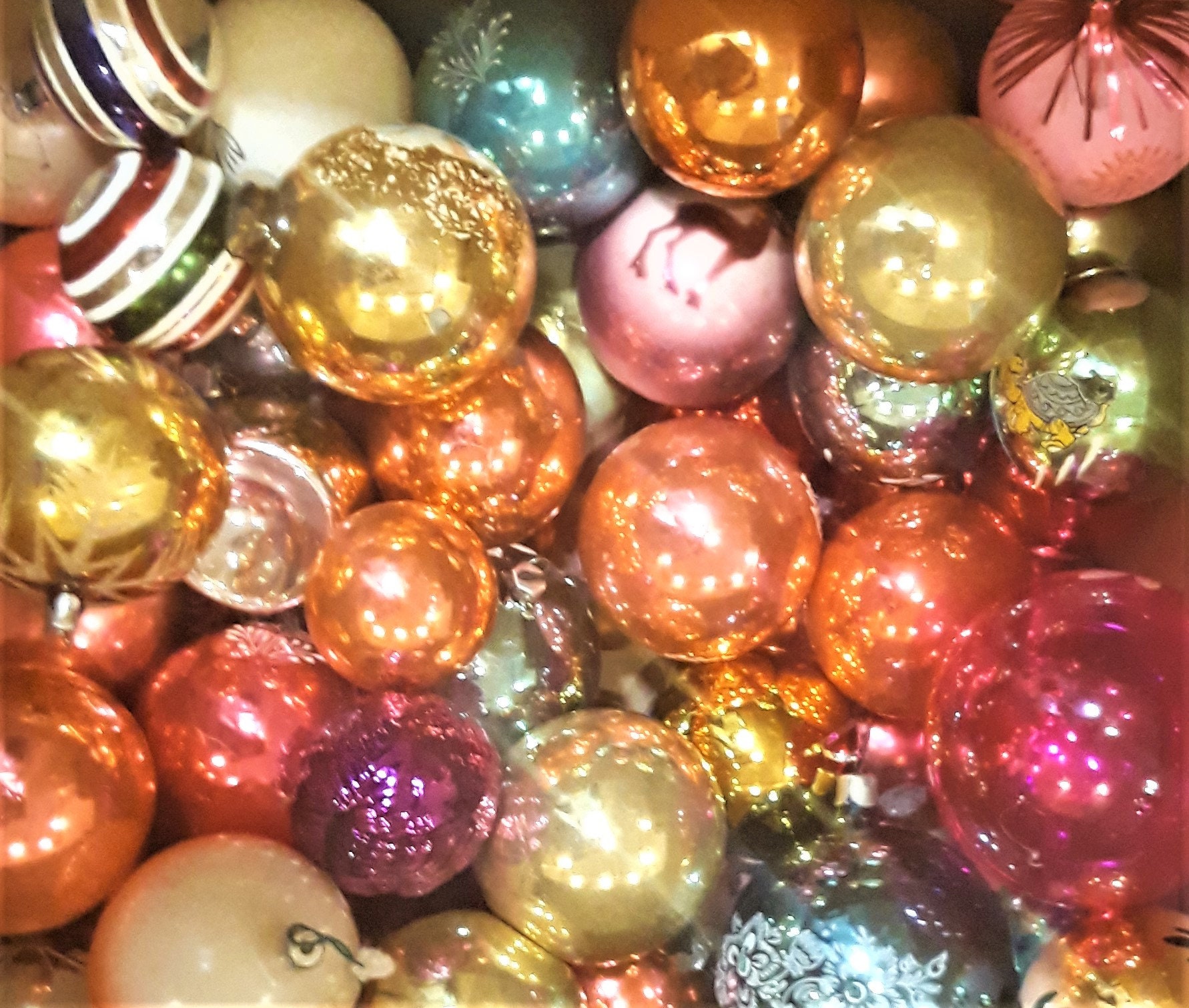 20 Assorted Glass Christmas Tree Ball Ornaments,assortment Xmas Antique ...