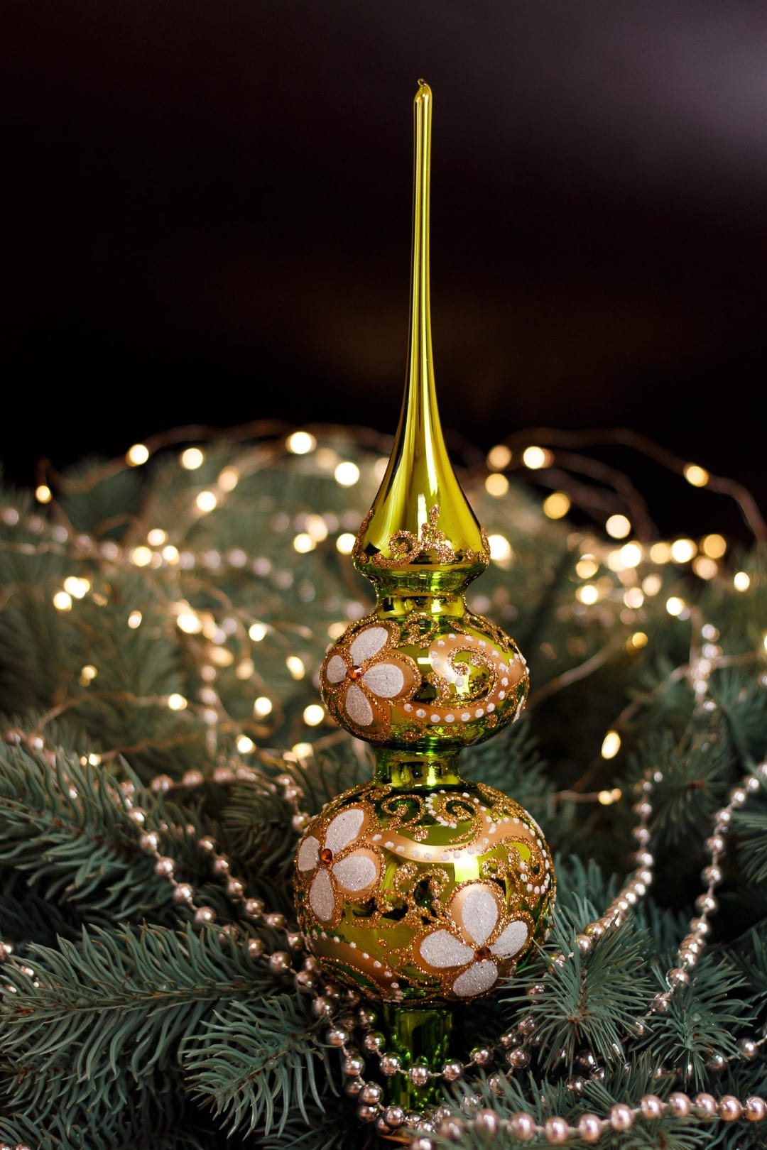 Big Green Christmas Glass Tree Topper 37 Cm( 14.5 Inch),vintage ...