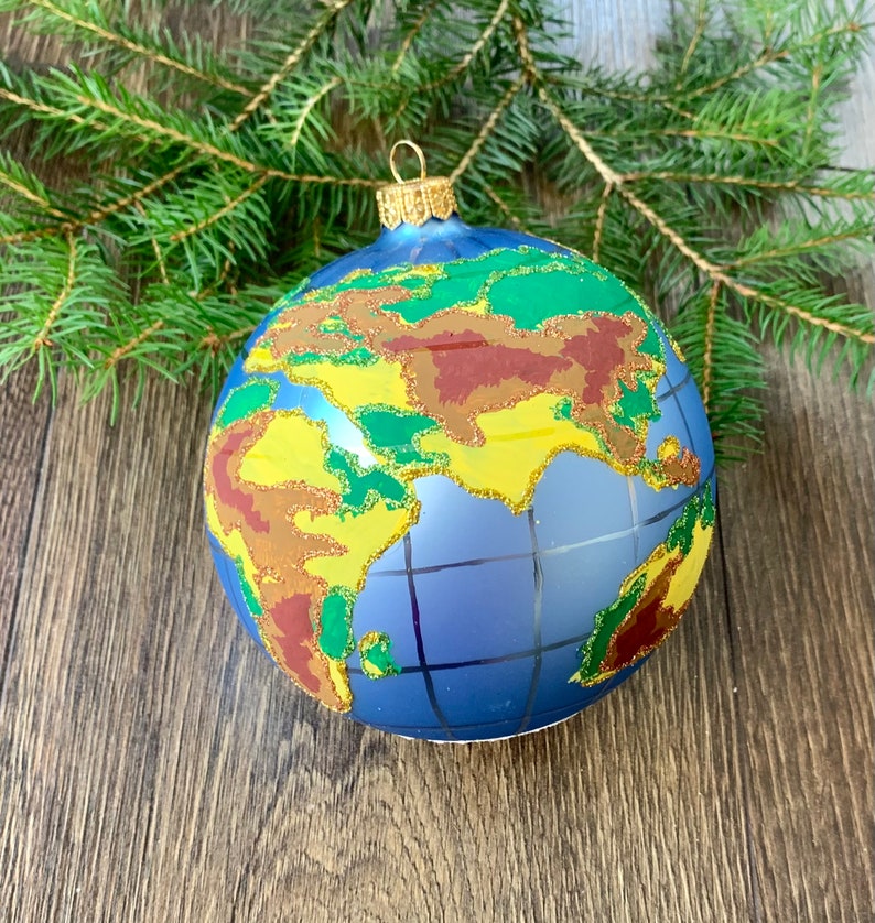Earth Hand-painted Christmas Glass Ornamentscustom Ornaments - Etsy