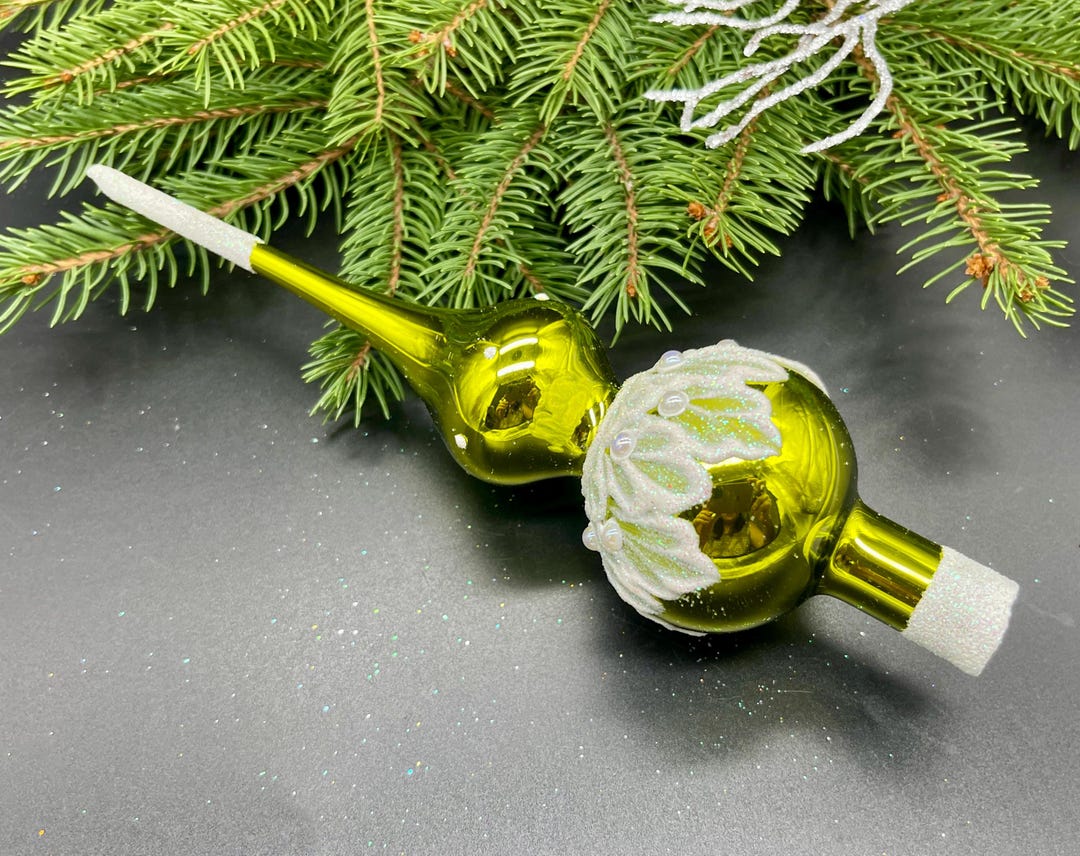 Small Green Christmas Glass Tree Topper 18 Cm (7 Inch),vintage Tree ...