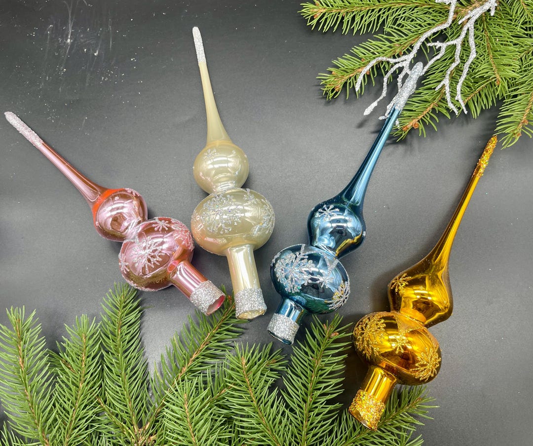 Small Christmas Tree Glass Toppers, Xmas Glass Tree Topper Finial ...
