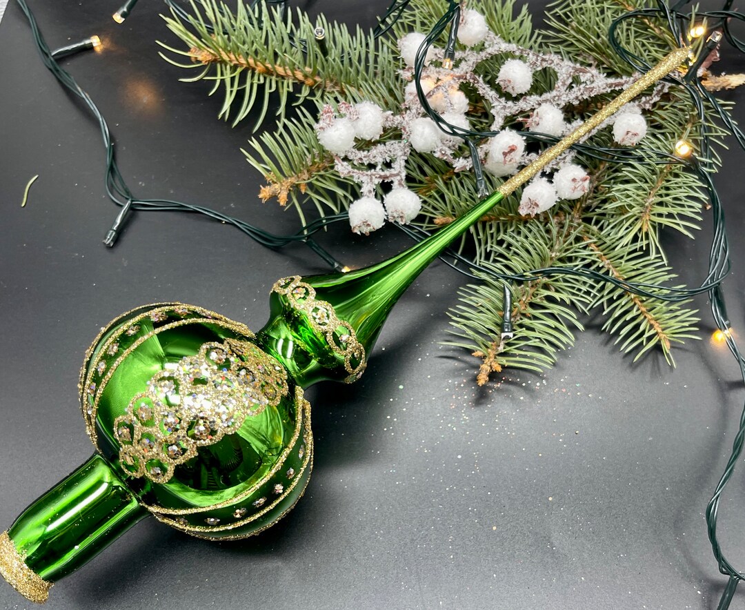 Big Green Christmas Glass Tree Topper 37 Cm 14.5 Inch,vintage Tree ...