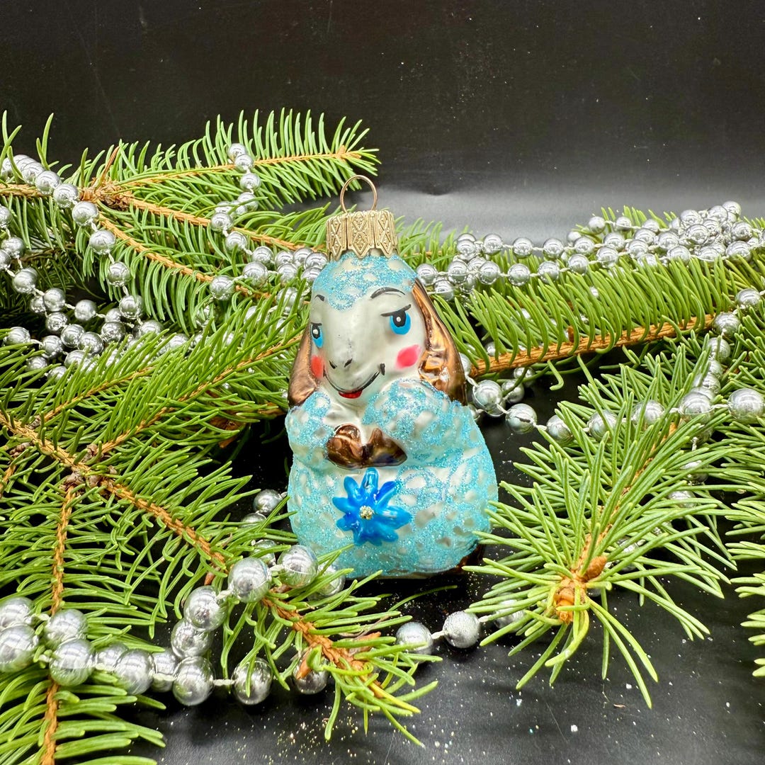Ram Christmas Glass Ornament, Blown Glass Christmas, Hand Painted ...