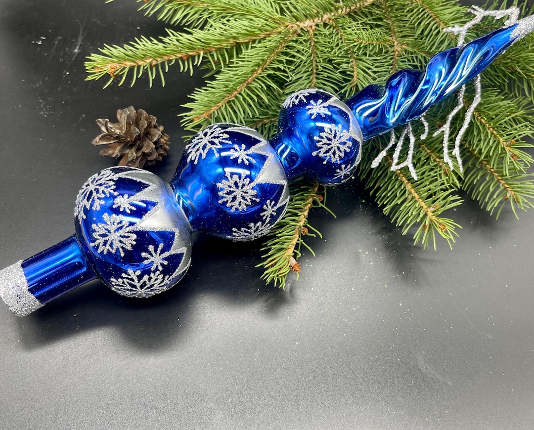 Big Blue Christmas Glass Tree Topper 37 Cm( 14.5 Inch),vintage Tree ...