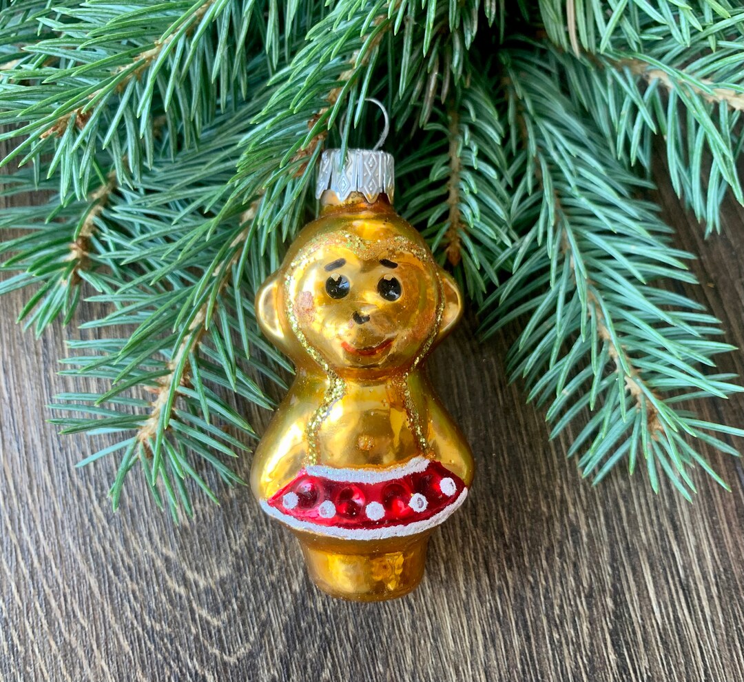 Monkey Christmas Glass Ornament Vintage Christmas Ornaments Christmas ...